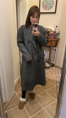 2025新款韩版修身显瘦百搭长袖毛呢外套女设计感小众大衣