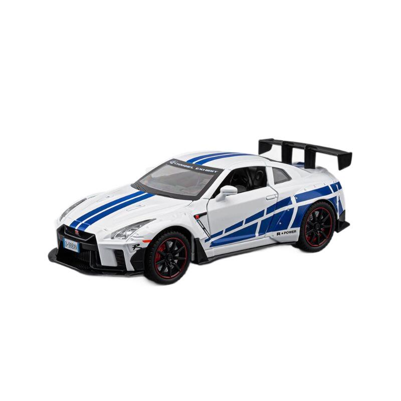 1:22日铲GT-R35合金汽车模型仿真跑车收藏摆件儿童玩具礼物