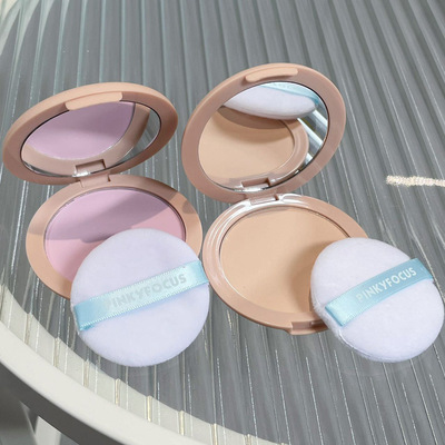 PINKYFOCUS羽感轻透柔雾粉饼控油定妆防水持久补妆遮瑕散粉修容女