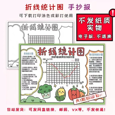 A318折线统计图手抄报模板电子版数学小报小学五年级下册知识线稿