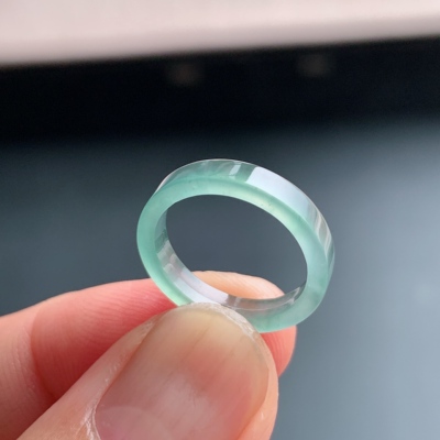 天然A货冰种白月光翡翠方戒