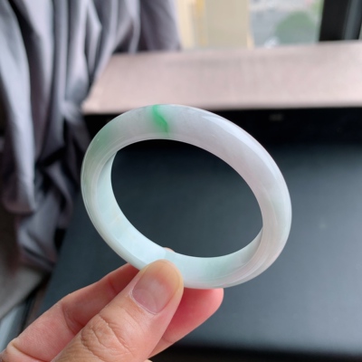缅甸A货翡翠手镯55圈口阳绿