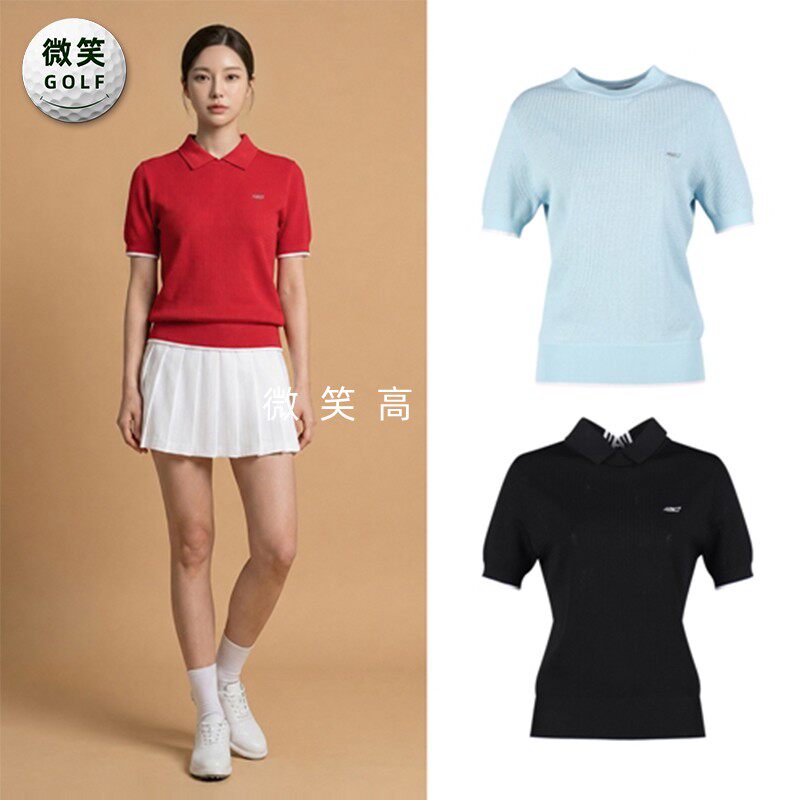 特价2026夏季新款韩国代购时尚百搭高尔夫球服女士短袖针织衫上衣