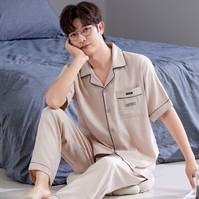 睡衣男士纯棉春秋季短袖