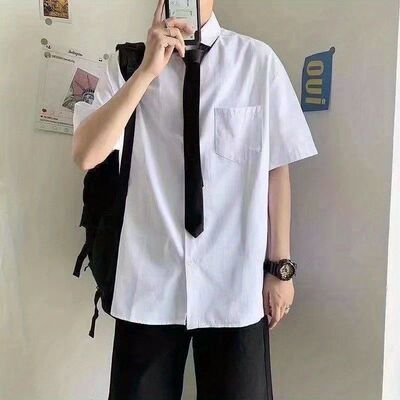 dk制服衬衫男短袖夏季薄款宽松日系学院风学生毕业班服领带白衬衣