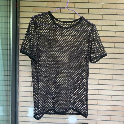 欧美风短袖镂空透气男士网眼T恤