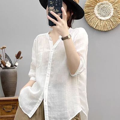 V领单排扣软糯亲肤双层棉纱衬衫