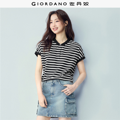 Giordano宽松短袖条纹POLO纯棉