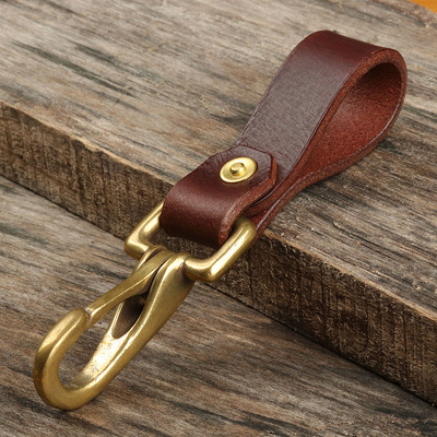 牛皮黄铜大钩扣手工制作黄铜永固钉锁死结实耐用