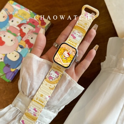 香蕉kitty适用于苹果手表表带s11代apple女iwatch10987磁吸硅胶se