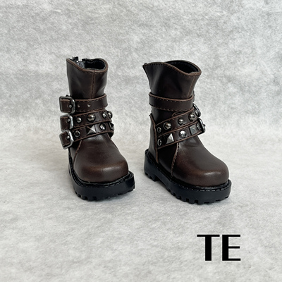 【TE BJD】4分3分大叔朋克短靴马丁靴男柳钉娃鞋三扣BJD娃娃鞋子