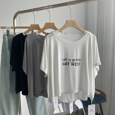 莫代尔短款T恤女罩衫夏季