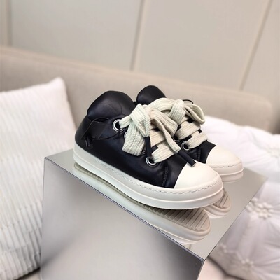 欧美暗黑风RO牛皮内增高绑带厚底3/5cm高跟运动男鞋女情侣小白鞋