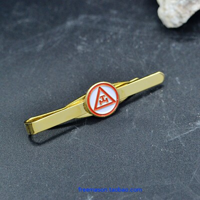 标志金色圆形男士商务别针领带夹