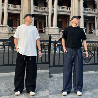 【夏季清仓 不售后】FFMR「撞色腰头/冰丝西裤」宽松大码休闲裤
