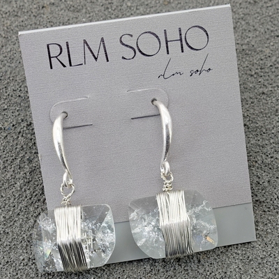拉睦RLM SOHO冰裂纹原石手工双色绕丝度假摄影宴会派对耳环坠饰品