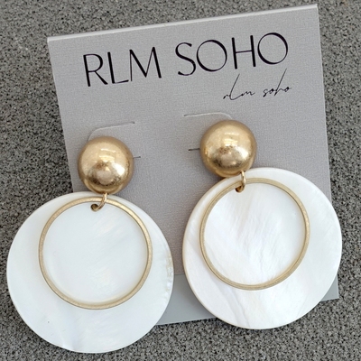 拉睦RLM SOHO天然珍贝母贝壳设计师气质森女文艺范潮人耳钉环坠饰