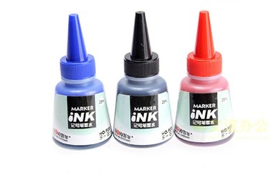 新年903记号笔补充液25ML墨水油性不易掉色马克笔油墨黑色蓝色红