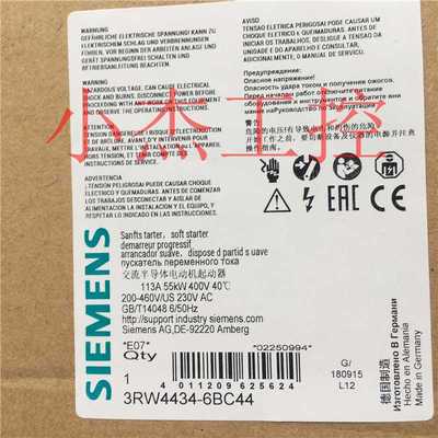 @全新原装西门子软启动器3RW4434-6BC44 低价出售包邮询价