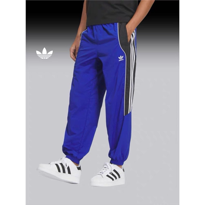 Adidas三叶草专柜机车风运动休闲三条纹束脚长裤JL8414JL8416