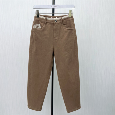 C●2025冬季新品 磨毛哈伦牛仔裤女高腰显瘦宽松休闲通勤长裤5037