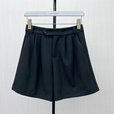 芭●2025秋季新 西装短裤女高腰显瘦宽松直筒休闲百搭阔腿裤2972