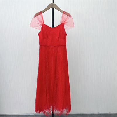 KA●2025秋季新品 吊带网纱连衣裙女气质通勤百搭无袖长裙3032