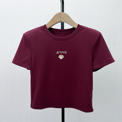 良月●2026夏季新品 纯色T恤女简约日常百搭修身显瘦短袖上衣6422