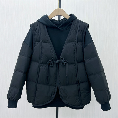 C●2025冬季新品 羽绒服马甲卫衣两件套女休闲宽松保暖外套9067