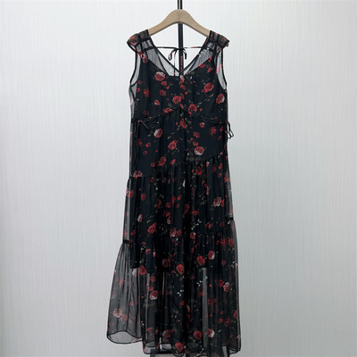 KA●2026夏季新品 碎花无袖连衣裙女气质显瘦小清新雪纺长裙1941