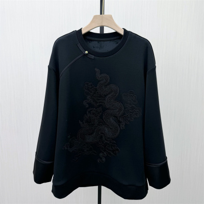 乂●2026春季新品 圆领套头卫衣女新中式设计感小众宽松上衣1292