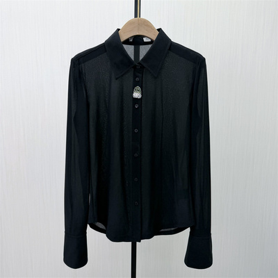 香●2026春季新品 法式长袖衬衫女小众气质别致宽松打底上衣2734