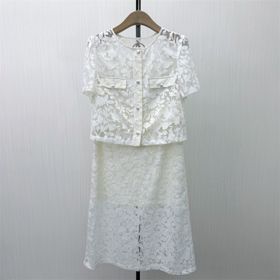 KA●2026夏季新品 小香风剪花套装裙子女法式浪漫纱质两件套0071