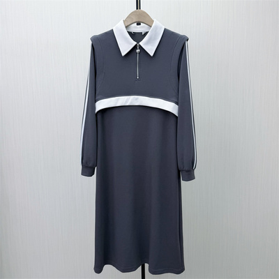 香●2026春季新品 polo领长袖连衣裙女宽松休闲显瘦T恤裙子3240