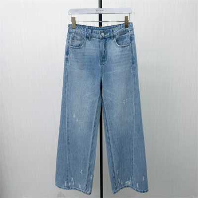 良月●2026夏季新品 阔腿牛仔裤女高腰显瘦宽松百搭休闲长裤8416