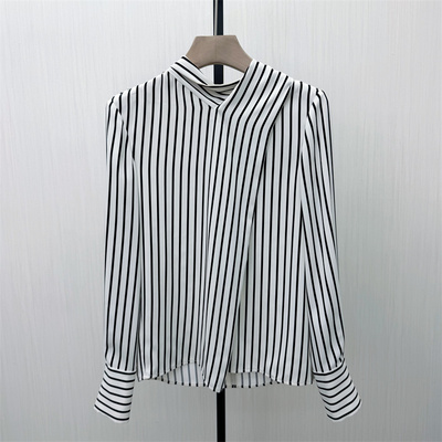 迪●2026春季新品 法式条纹衬衫女气质宽松百搭打底长袖上衣6526