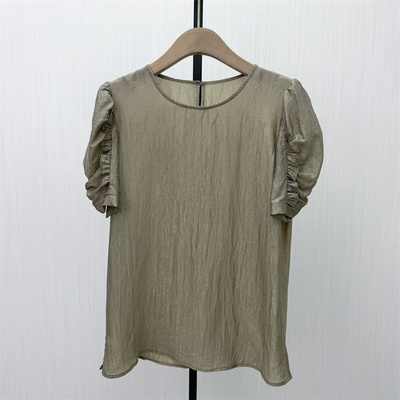 香●2026夏季新品 法式泡泡袖衬衫女气质小清新显瘦短袖上衣2476