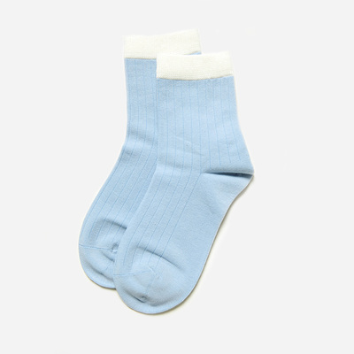 WSP07120 茉莉雅集 彩色拼色透气无骨棉袜中筒袜四季女