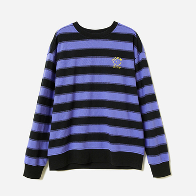 *WWY07015 茉莉雅集 迷你笑脸条纹卫衣日本全棉圆领长袖卫衣