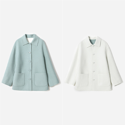 WDY08024 麦瑟尔夫人的衣橱意大利羊毛羊绒兔毛双面呢双面穿大衣