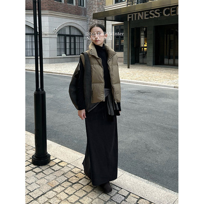 THXGIVING 小个子立领蓬松白鸭绒羽绒服女2025冬新款叠搭马甲外套