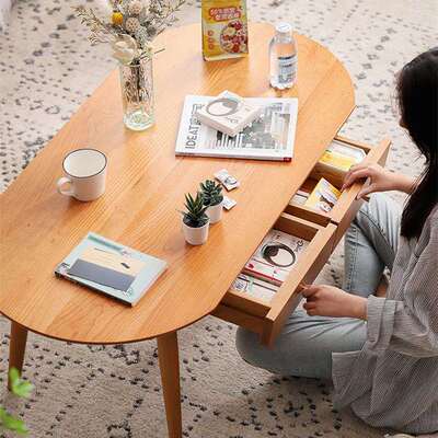 桃木木茶几麦迪茶风几小茶几小户型日式格OL10302全实樱白橡木茶