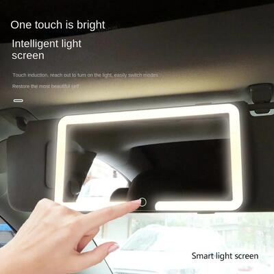 Car Sun Visor Makeup Mirror LED Touch Screen Adjustable Brig