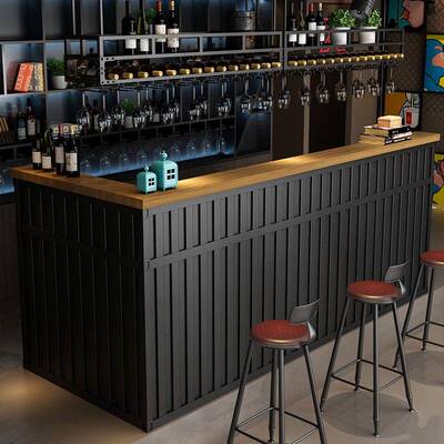 工咖业风复古酒吧台餐厅啡厅收银吧台奶茶0702接待台店铺前台转角