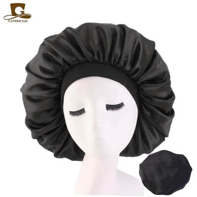 Cap Head Cover Bonnet Hat for For Curly Springy Hair Black