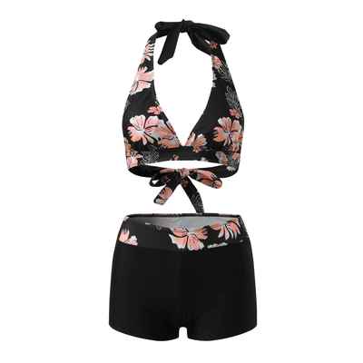 Two-piece swimsuit boyshort high waist two-piece bikini