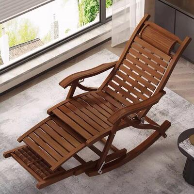竹椅阳台闲躺椅老人摇摇椅休家用庭院AOJ午休子椅可躺睡摇折叠逍