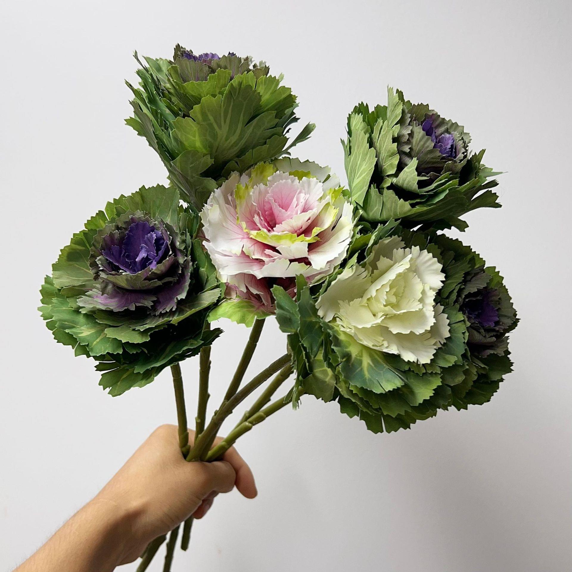 高品质花瓣仿真花高丽菜仿真蔬菜餐桌客厅装饰手捧新娘花束婚庆花