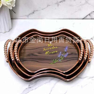 New luxury irregular-shaped tray with pearl handle for dinin