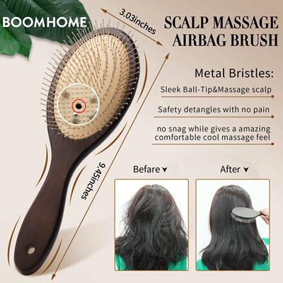 Denman Head Massage Brush Steel Hair Brush Wood HairBrush Wi